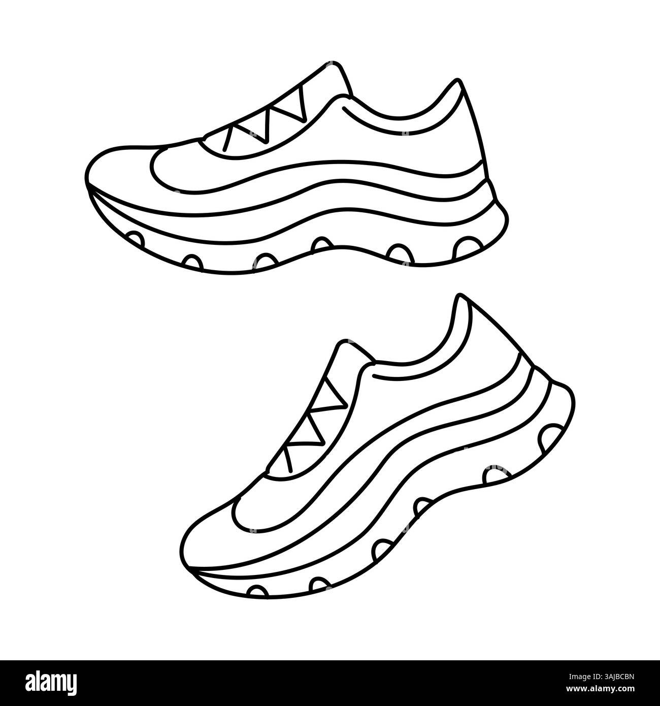 Detailed outline of athletic shoes designed for running and sports ...