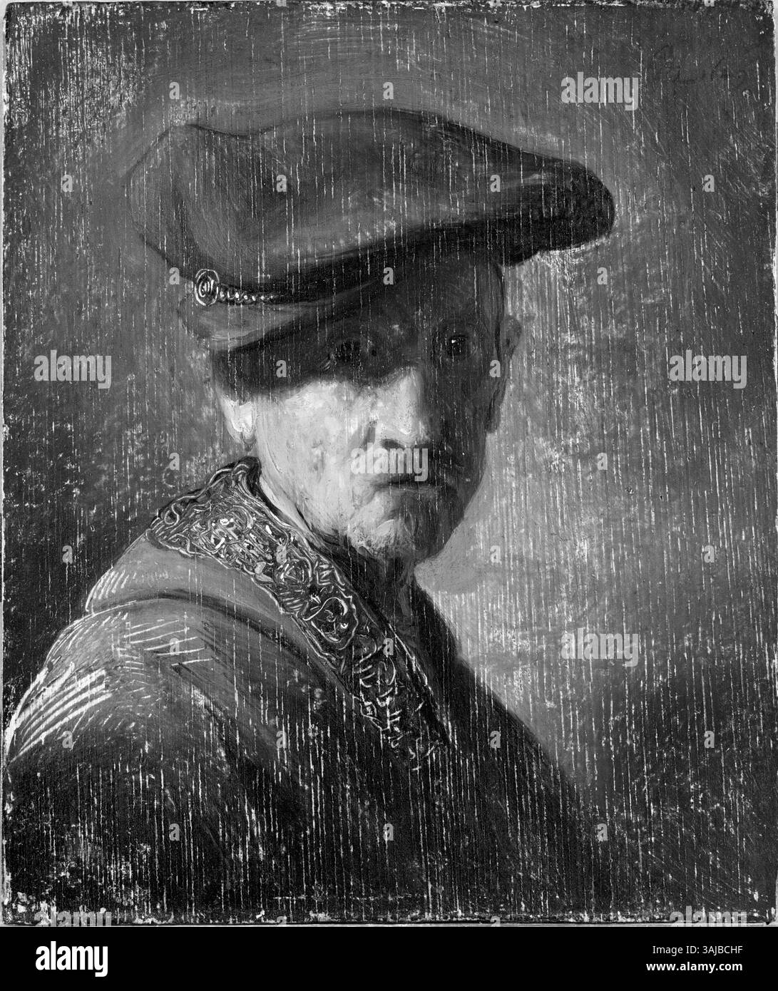This 1629 painting in the style of Rembrandt depicts a man in a bust ...