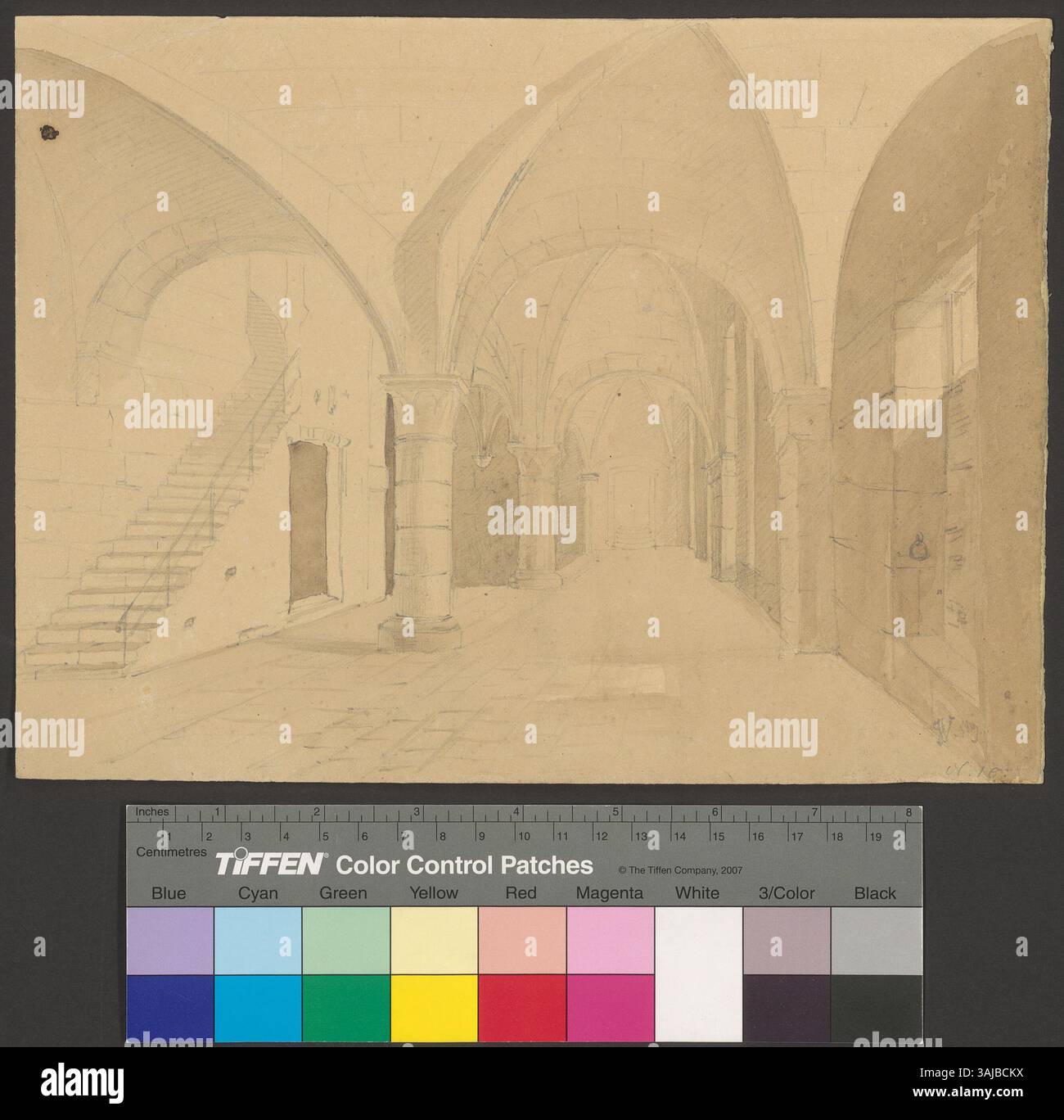 This image shows the interior of a building, likely a monastery ...
