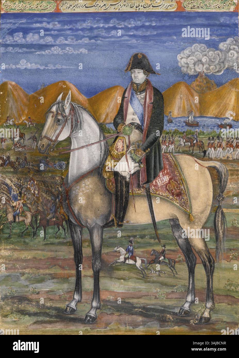 This 1853 portrait of Napoleon on horseback, painted by Mirza Reza Ibn ...