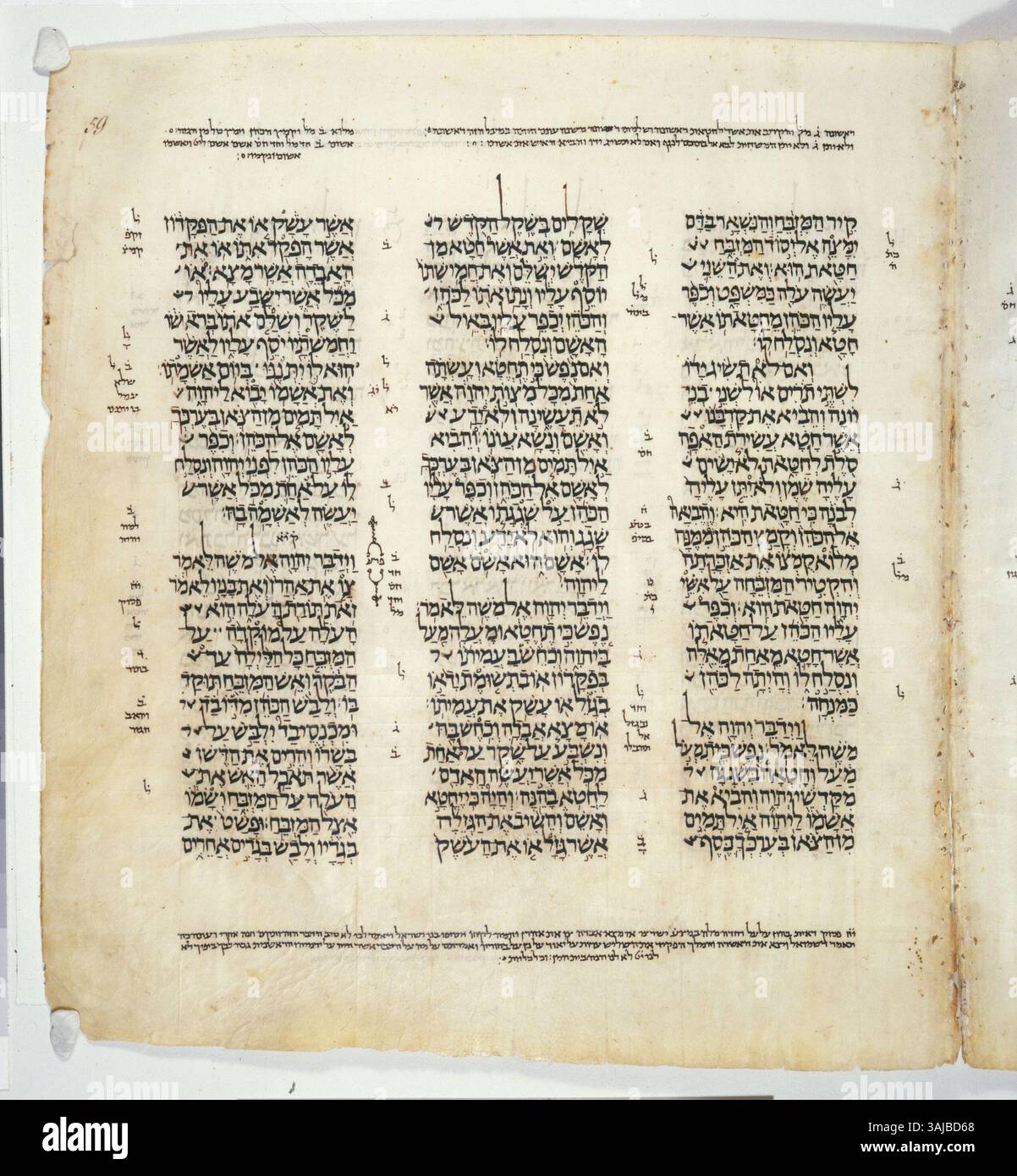 Folio 059a of the Leningrad Codex contains a passage from Leviticus 5:9 ...
