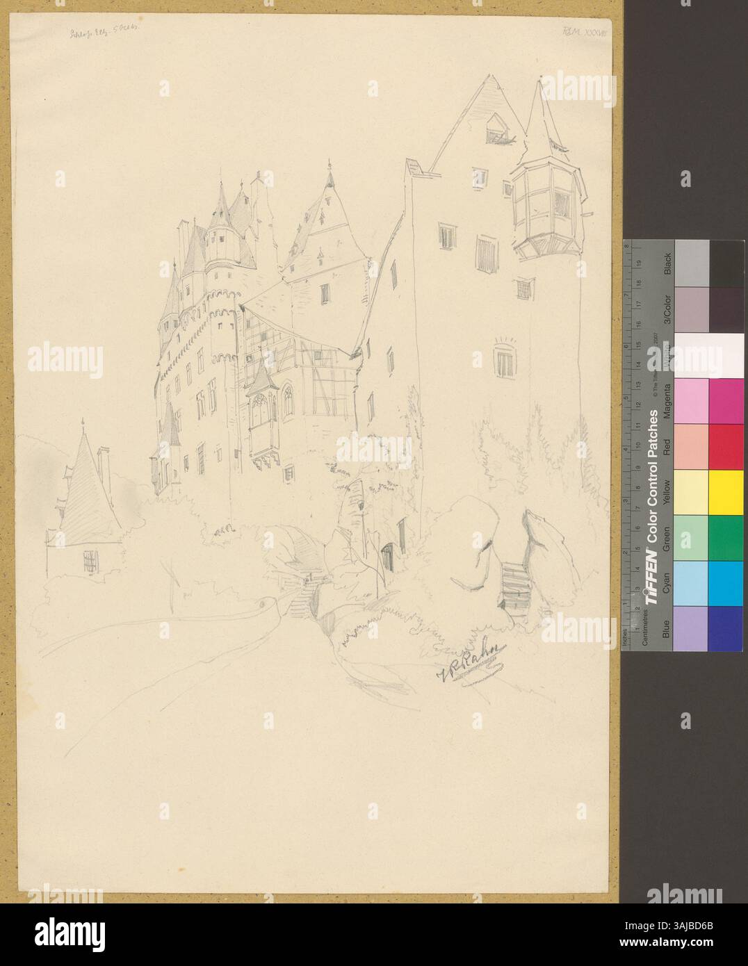 This artwork by Johann Rudolf Rahn, created in 1863, depicts Schloss ...