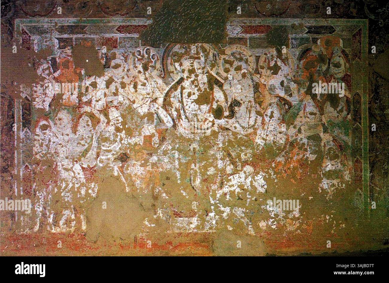 Main mural painting from the Cave of the Hippocampi in the Kizil caves ...