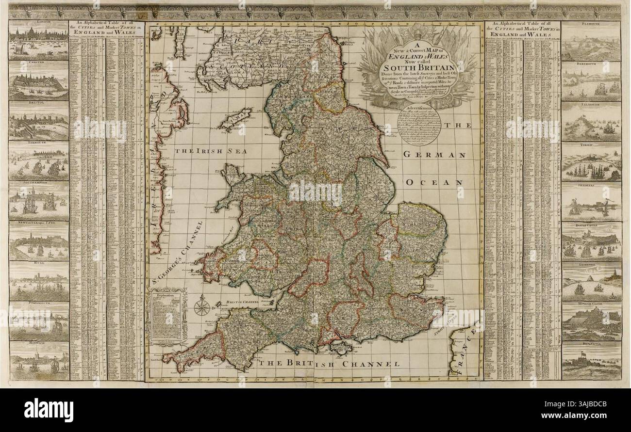 This 1717 engraved map by George Willdey depicts England and Wales ...