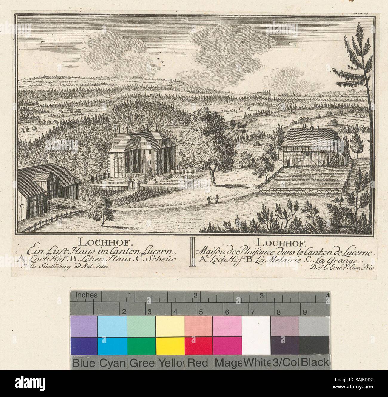 An etching from the 1750s depicting Lochhof, a pleasure house in the ...