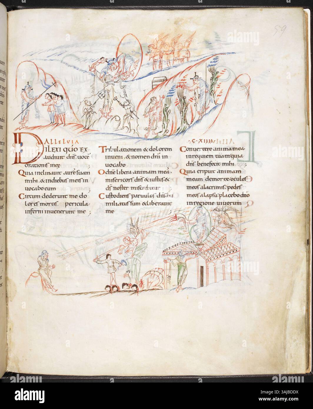 This page from the *Psautier Harley* (circa 1000-1050) presents ...