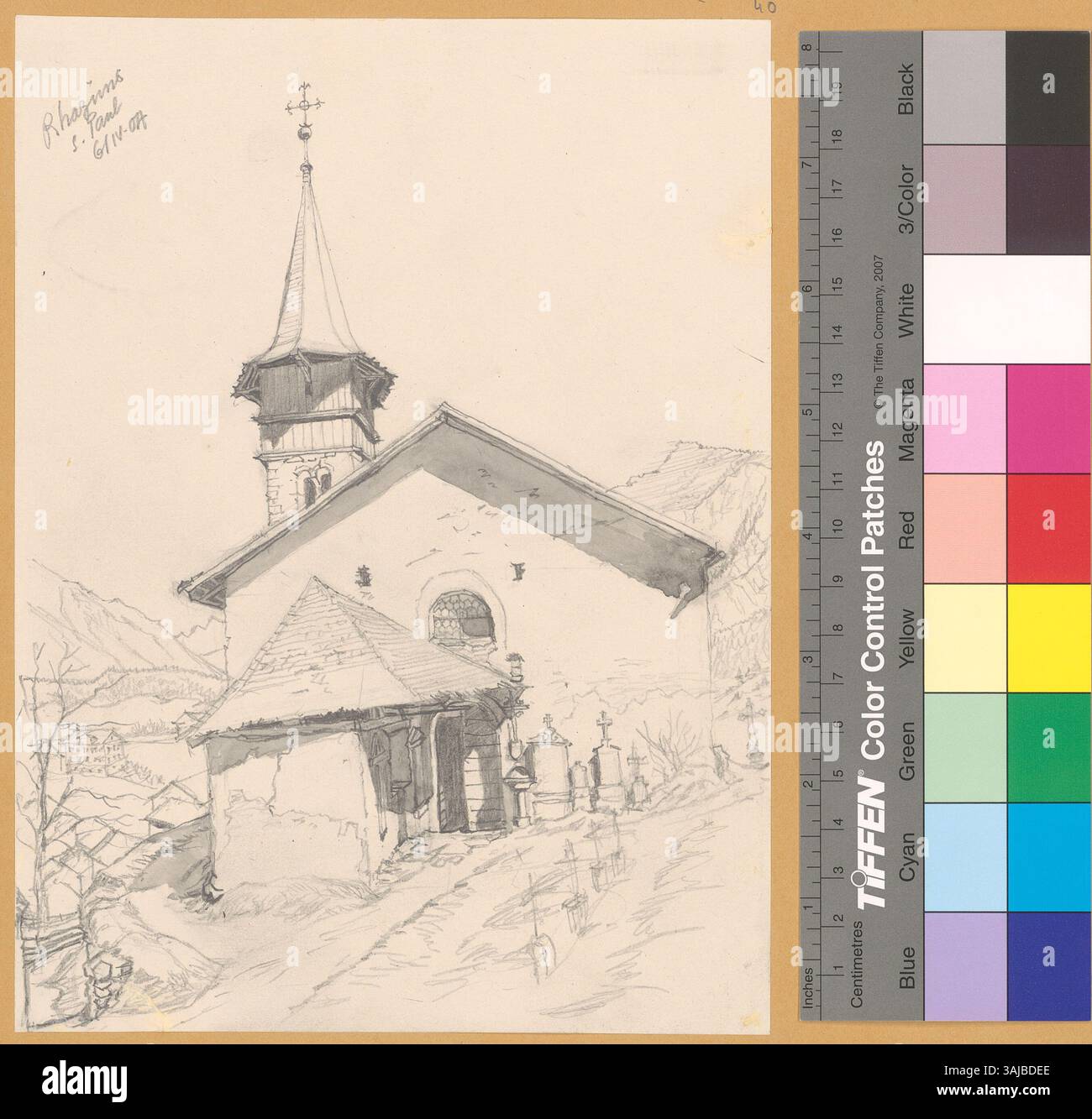 This 1904 drawing by Johann Rudolf Rahn shows an exterior view of the former St. Paul parish ...