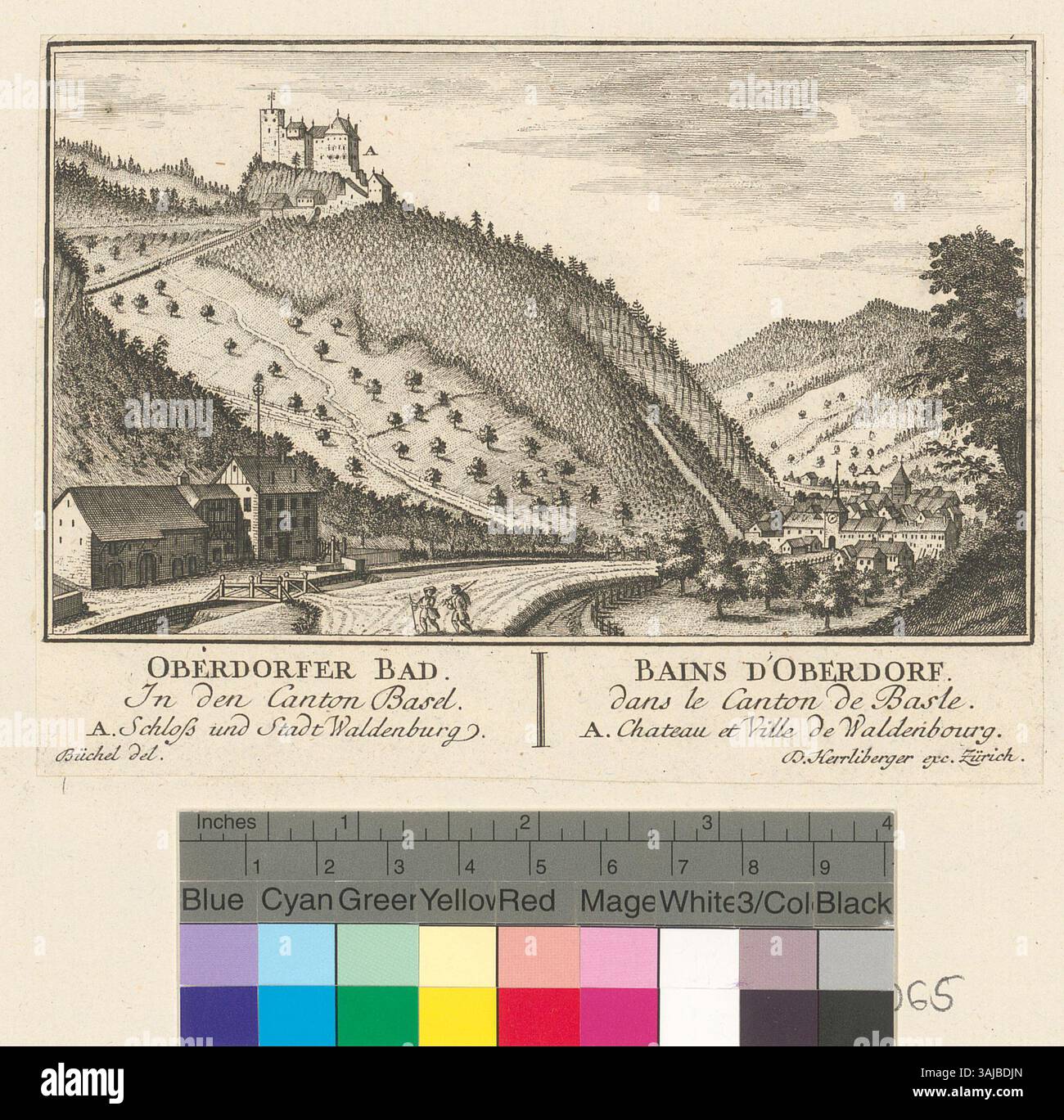 This 1757 etching portrays Oberdorfer Bad, a bathhouse located in the ...