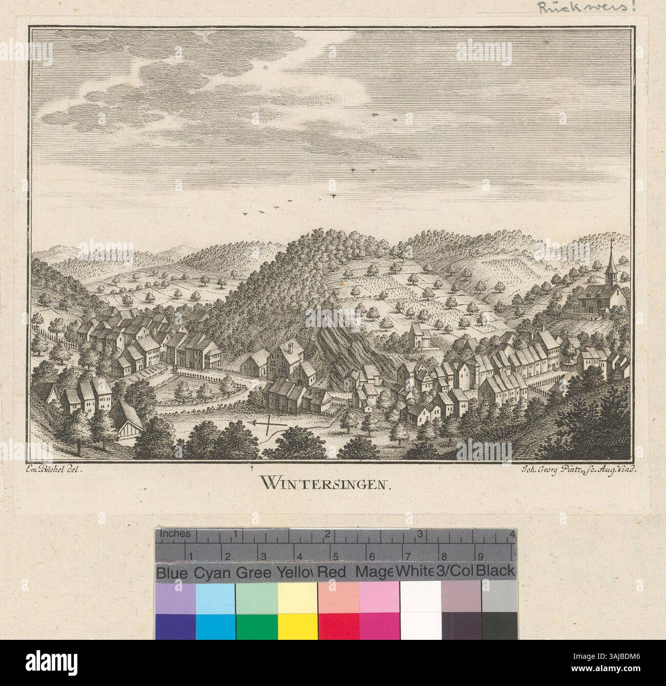 An etching of Wintersingen in the Basel canton, created by Emanuel ...