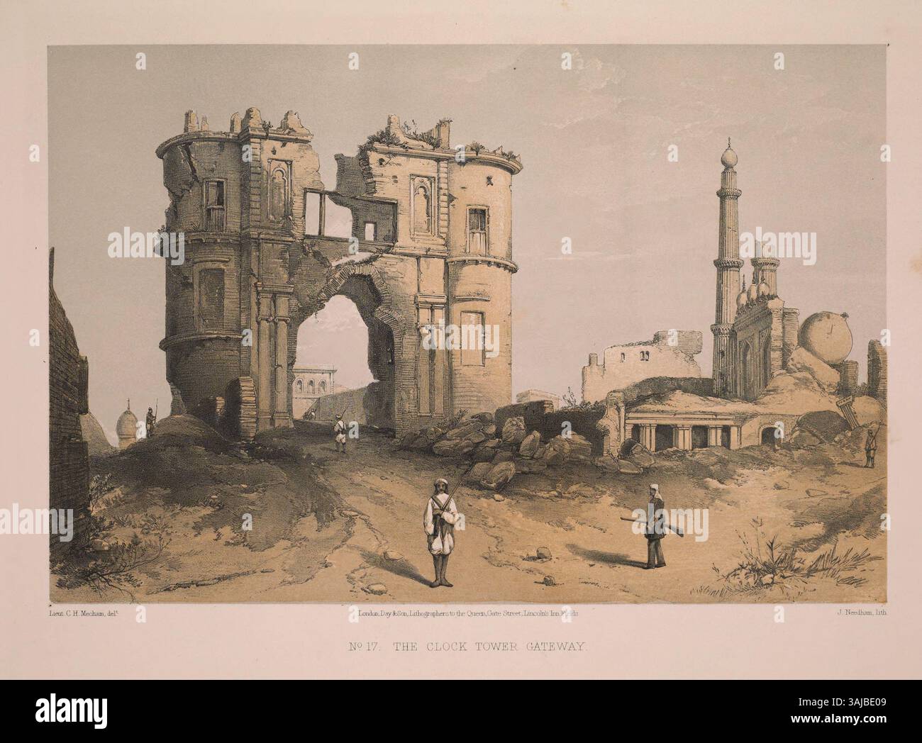 Mecham's lithograph shows the Clock Tower Gateway, an important ...