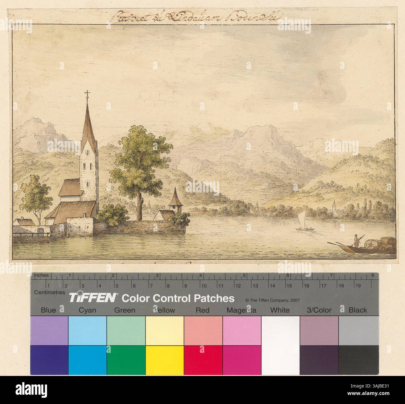 Drawing from 1755-1770 of the city of Lindau, showing the Reformed ...