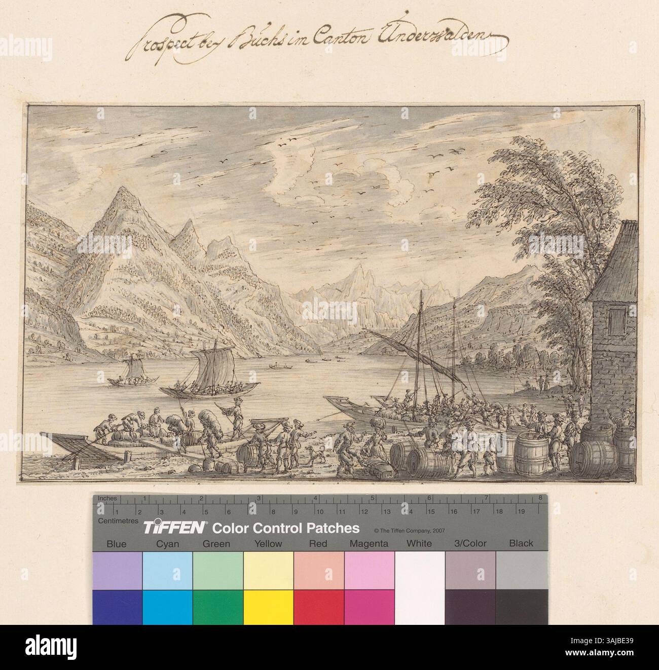 This drawing, created between 1720 and 1768, shows a scenic view of ...