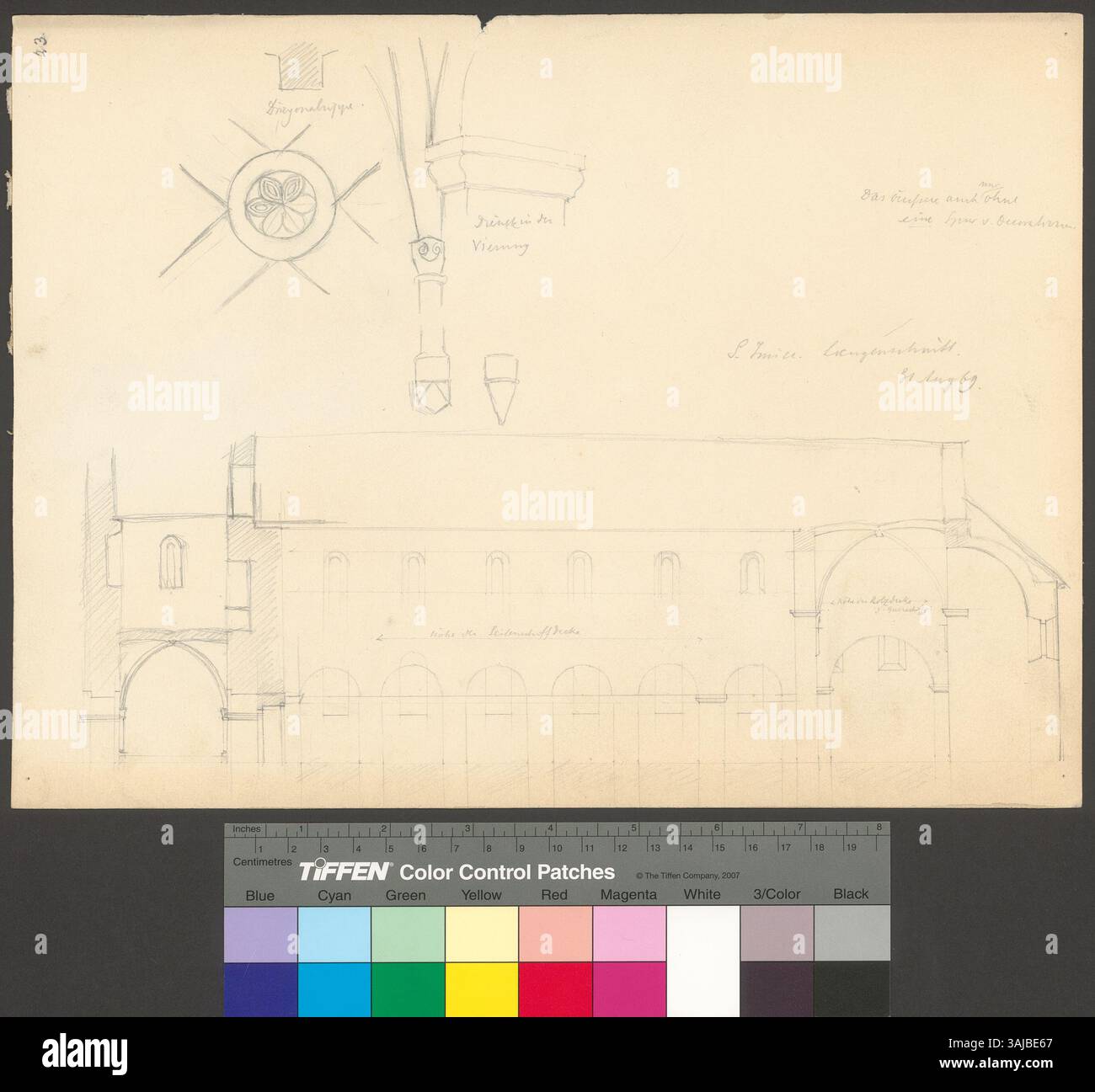 This 1869 drawing by Johann Rudolf Rahn shows the longitudinal section ...