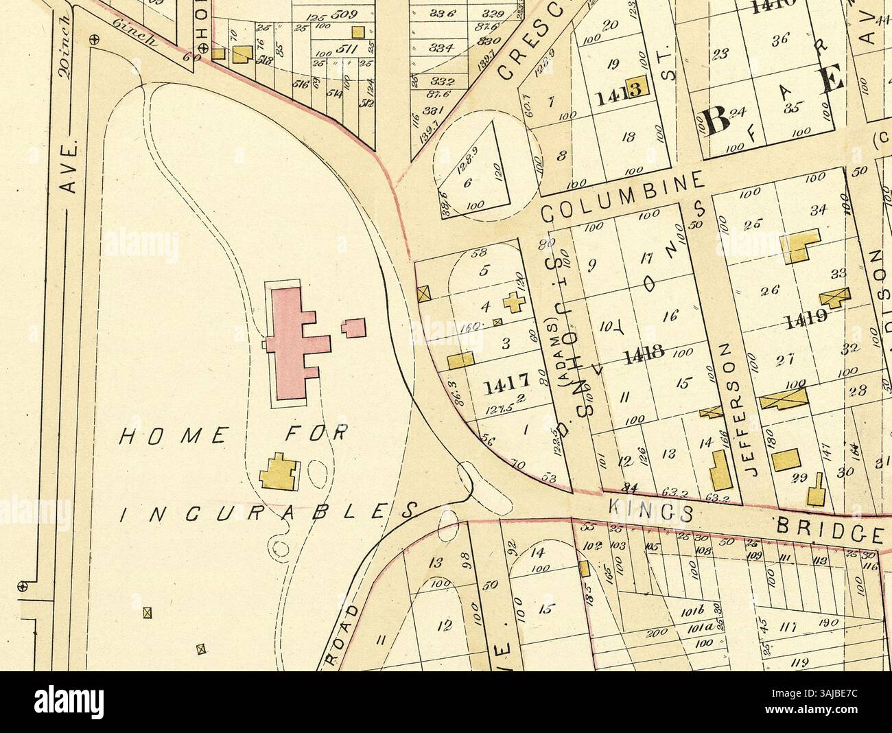 An 1882 map titled "Home for Incurables" from the Atlas of the 24th ...
