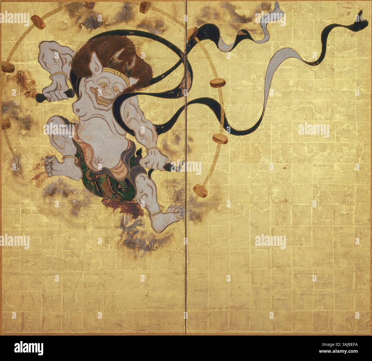 This artwork by Tawaraya Statsu depicts the Gods of Wind and Thunder on ...