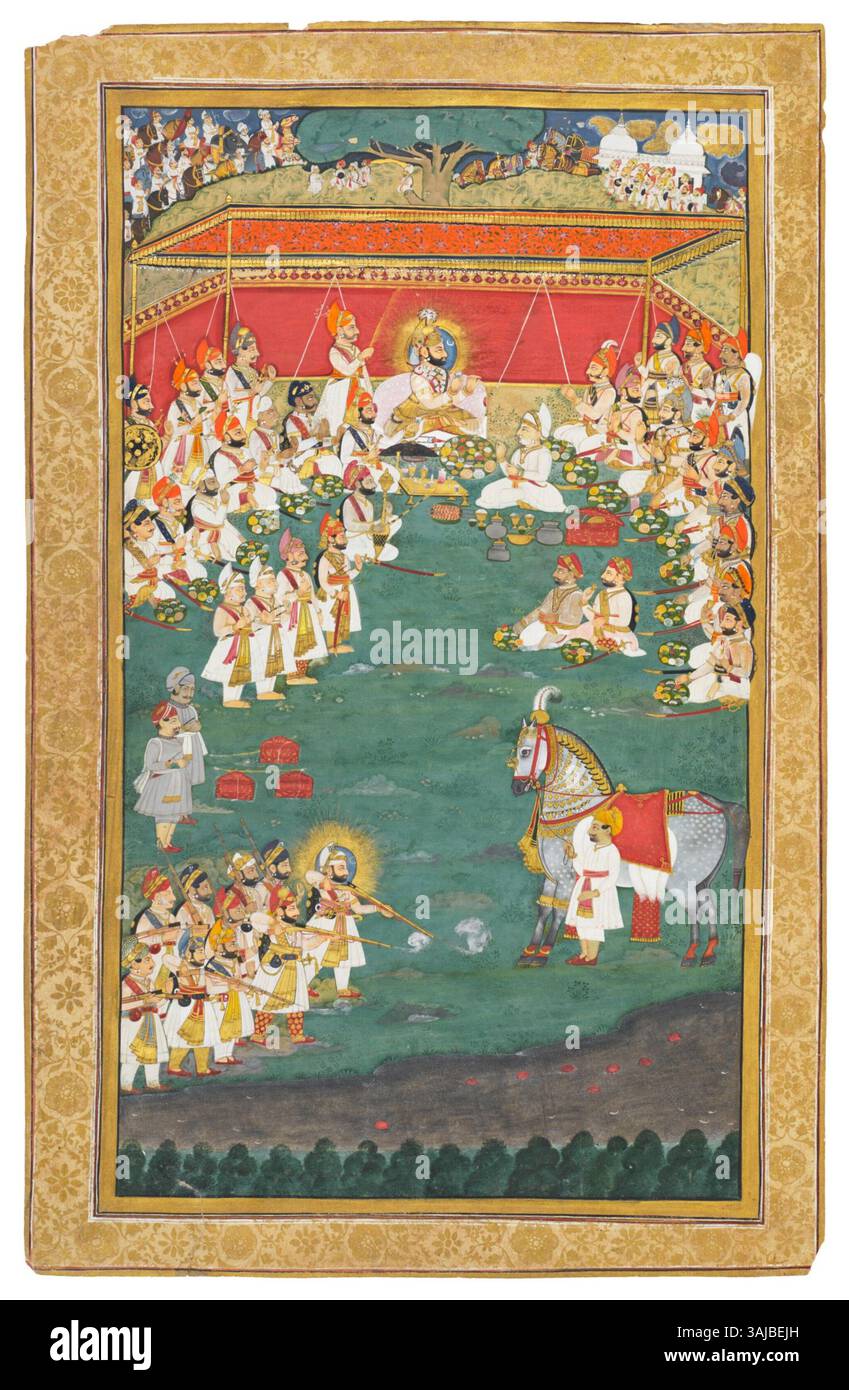 This 19th-century painting attributed to Ghasi depicts Maharana Bhim ...