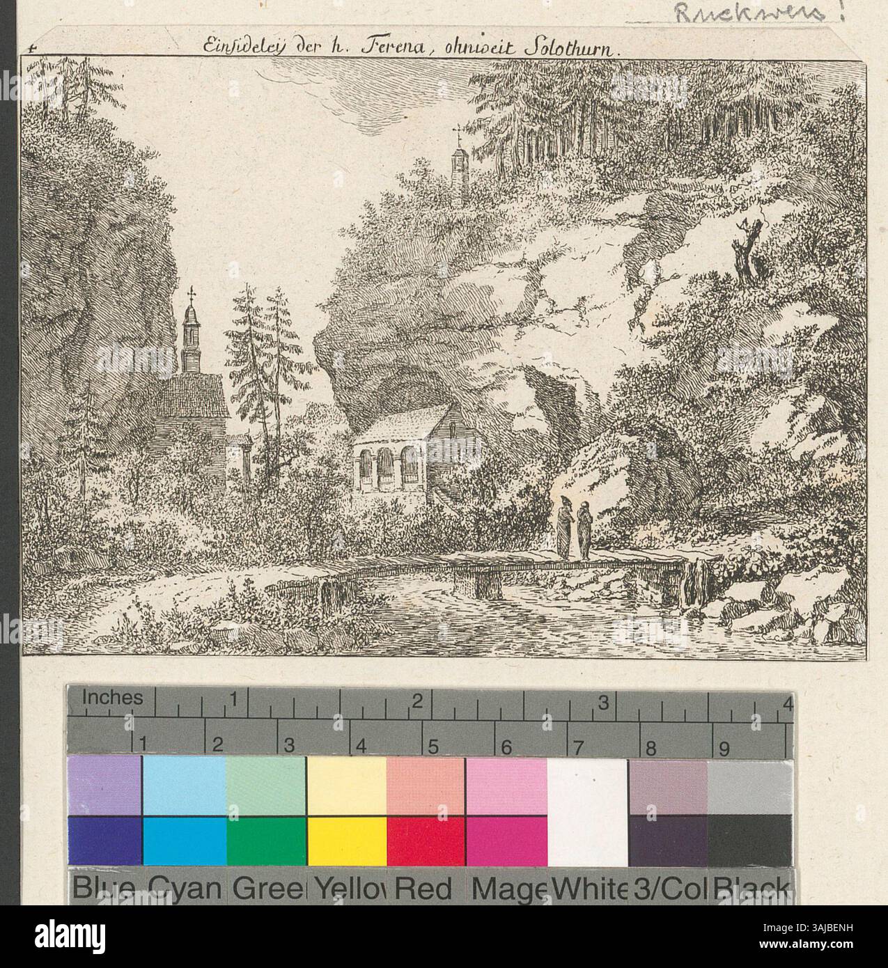 This 1783 engraving by Salomon Gessner shows the Einsideley of Saint ...