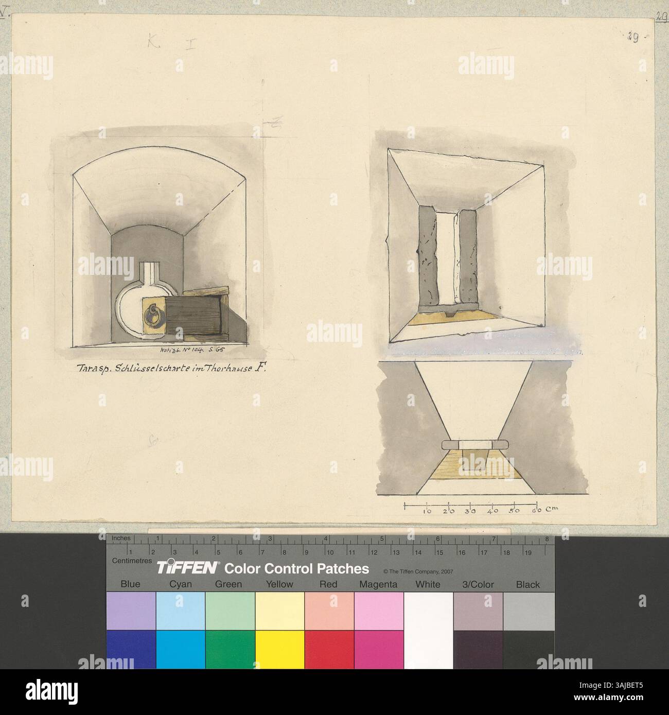 This 1900-1908 artwork by Johann Rudolf Rahn depicts a keyhole slit in ...