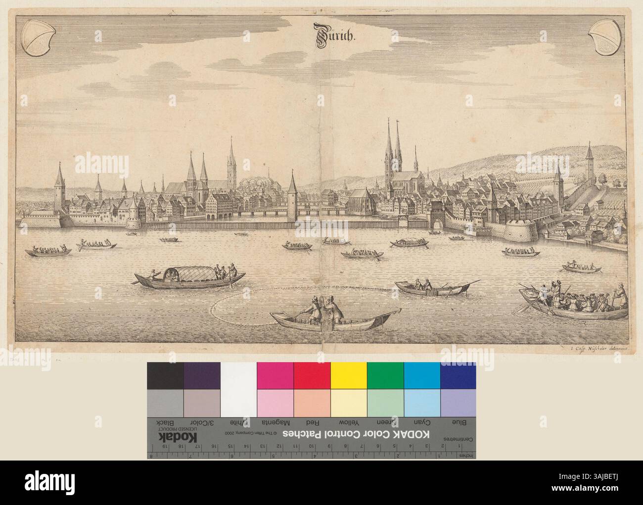 This 1642 engraving shows Zurich's city defenses, including the ...