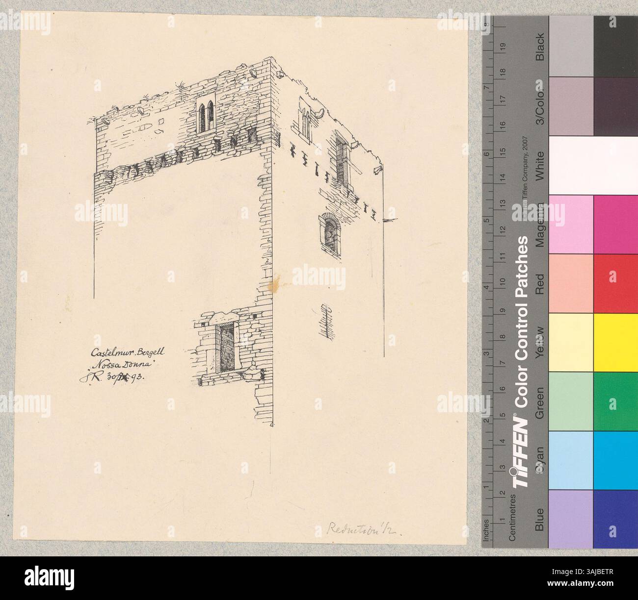 This 1893 drawing by Johann Rudolf Rahn depicts the tower of the feudal ...