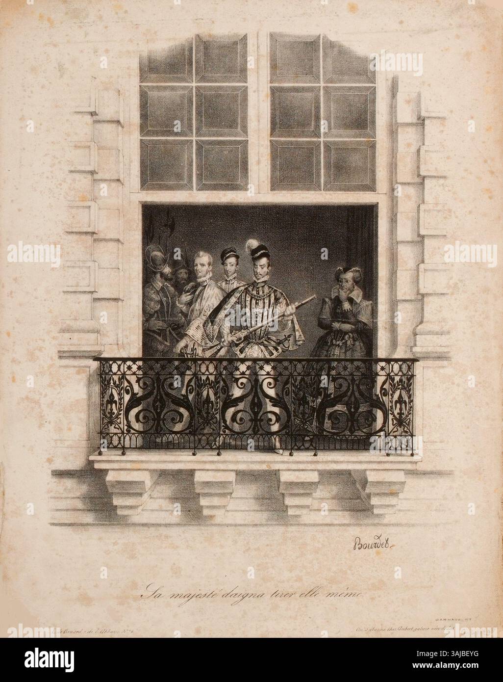 This lithograph by Jules-Joseph-Guillaume Bourdet, created in the 19th ...