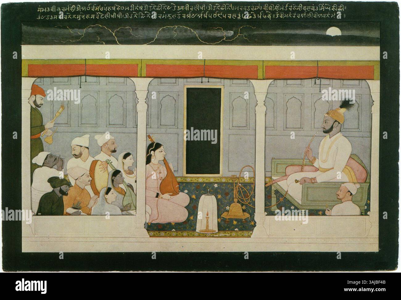Pahari painting 'Music in the Night' by Nainsukh, depicting Balwant ...