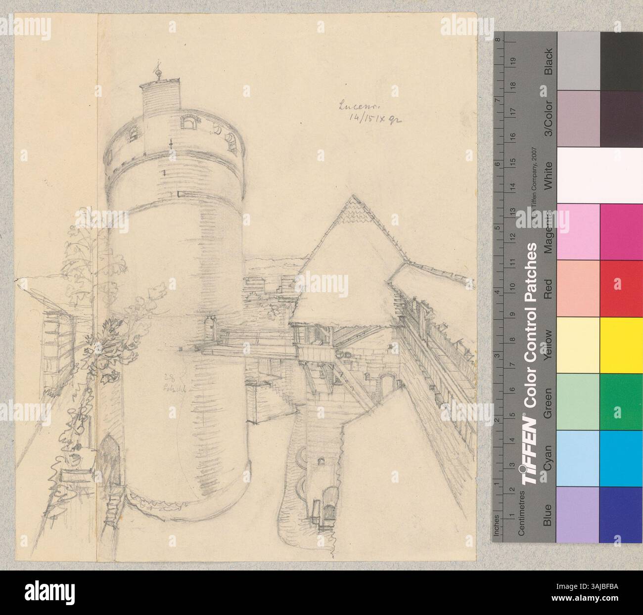 This 1892 image by Johann Rudolf Rahn depicts the keep and ring wall of ...