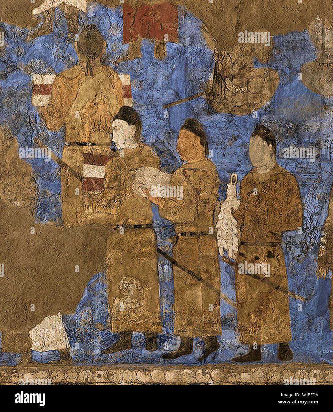 Tang Dynasty emissaries depicted at the court of Varkhuman in Samarkand ...