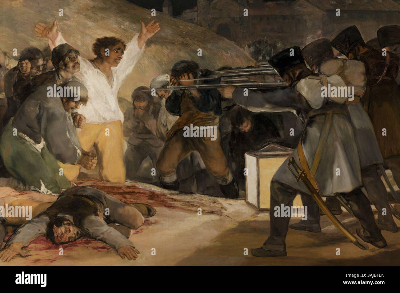 Francisco de Goya's 'El Tres de Mayo' (1814), an oil painting depicting the Spanish resistance ...