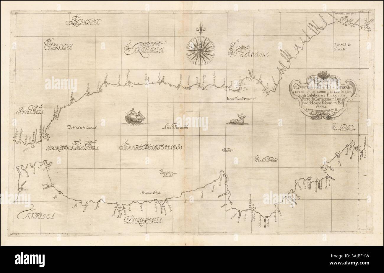 This 1646 map by Robert Dudley depicts the Western Mediterranean region ...