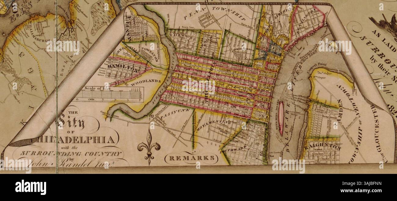 This 1821 map by John Randel depicts the street planning of Manhattan ...