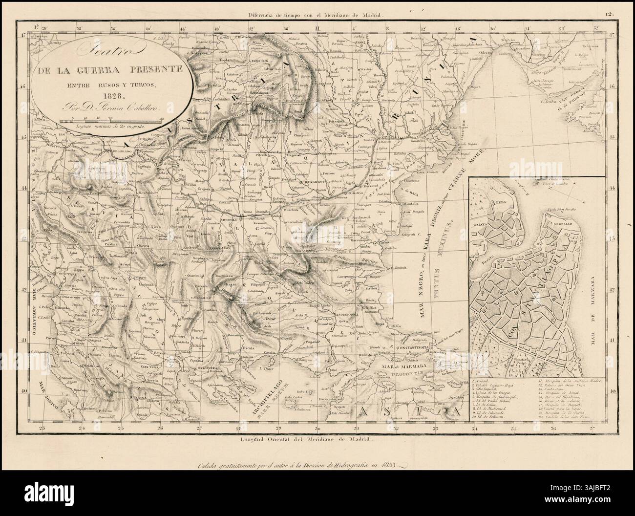 A 1853 map of the Balkans, highlighting the region affected by the ...