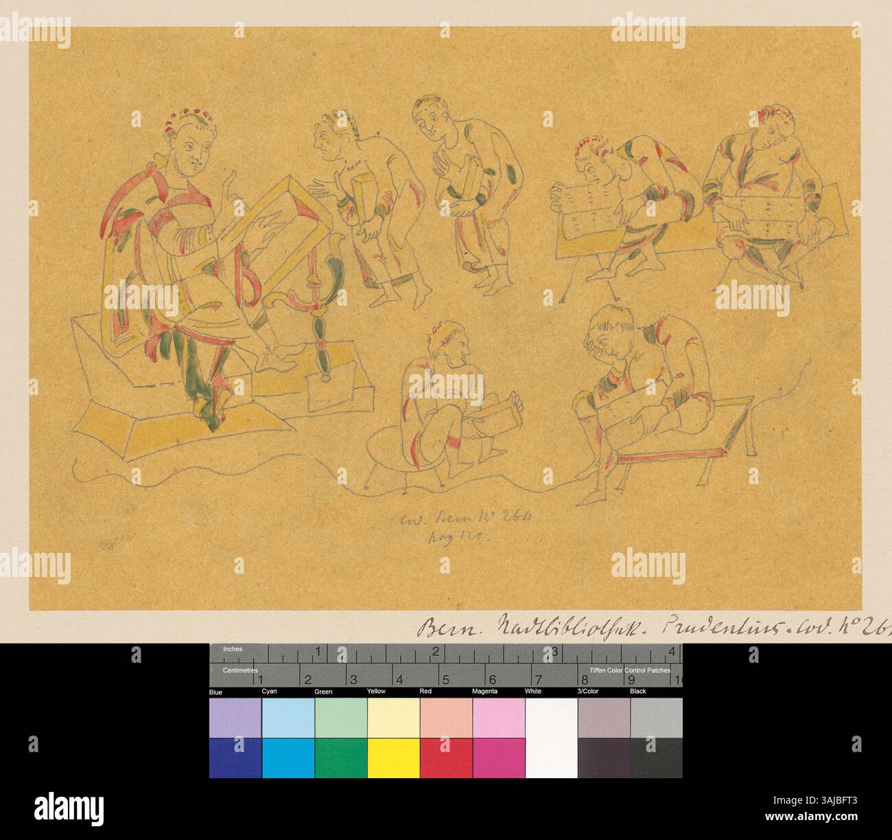 Johann Rudolf Rahn copies an excerpt from the manuscript 'Prudentius ...