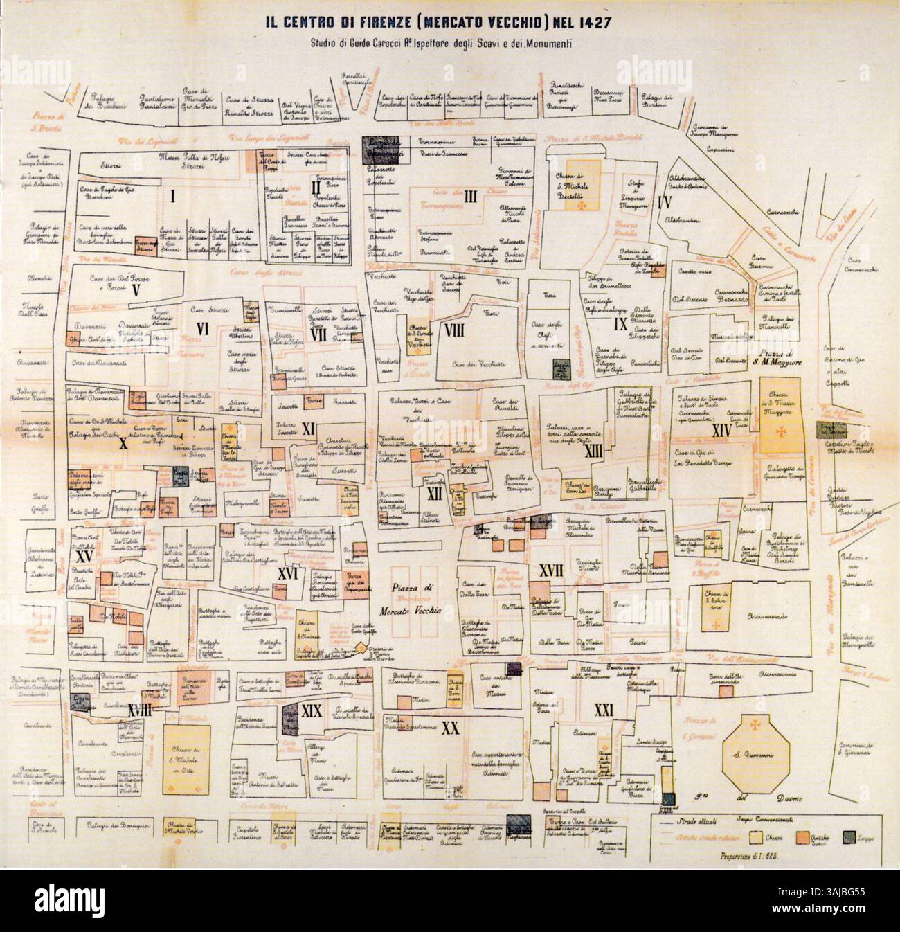 Guido Carocci's 1889 reconstruction of the old center of Florence ...