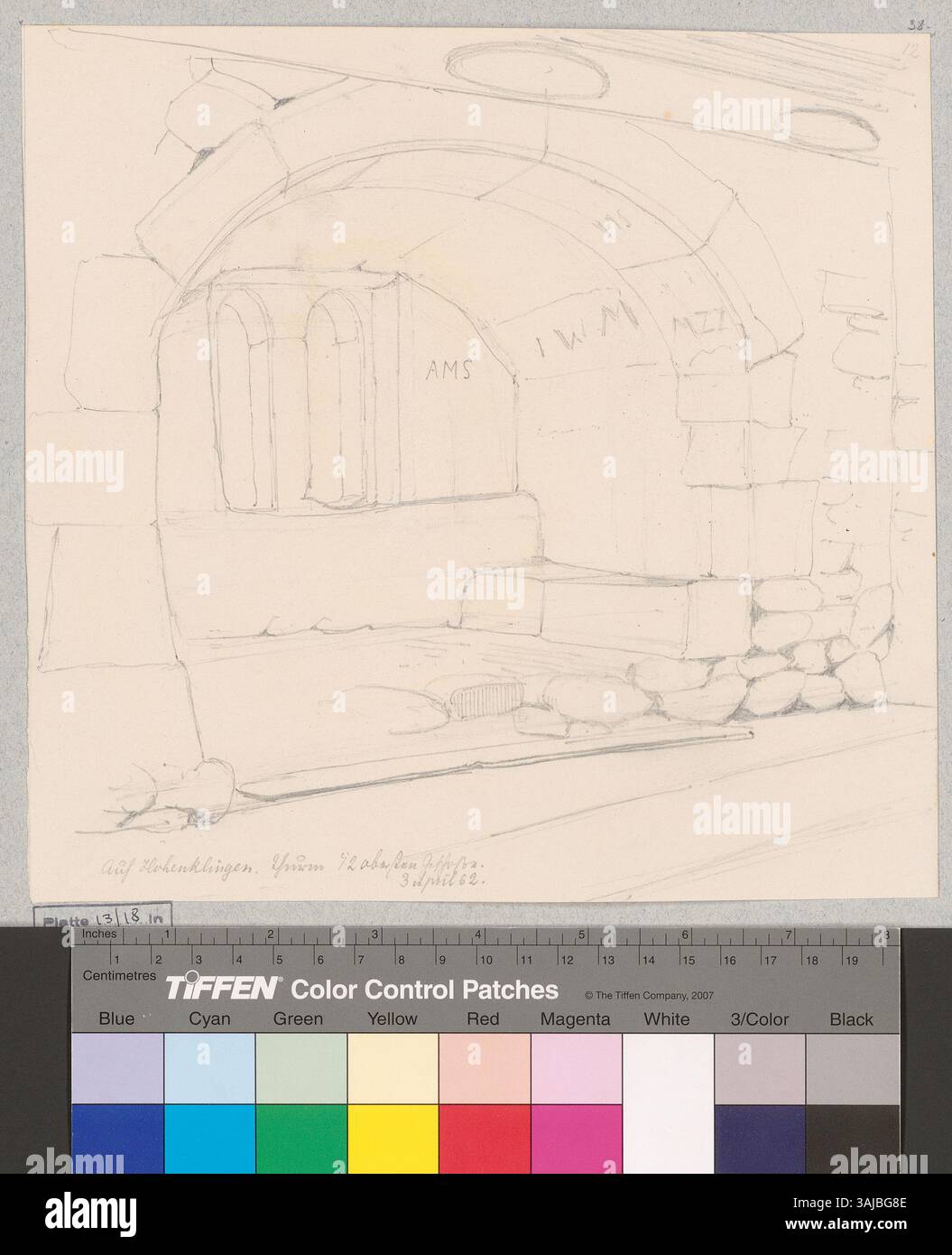 Depicts a window niche on the second floor of the tower in Hohenklingen ...