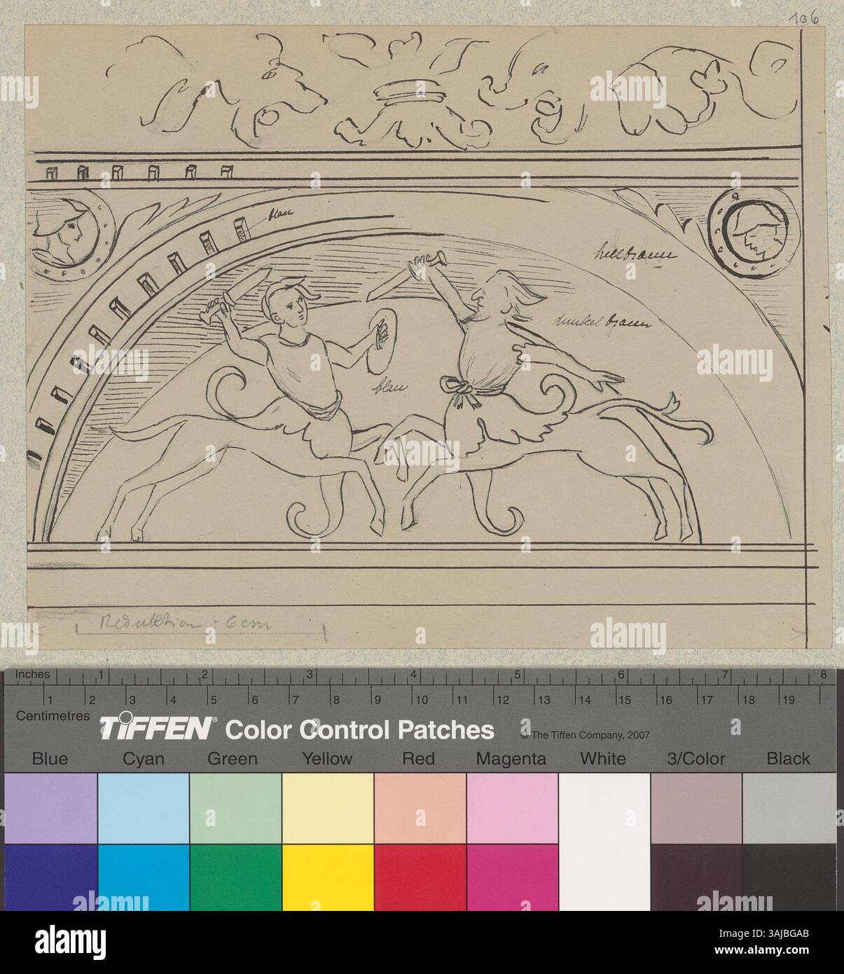 The image shows a lunette above the south door of the house at ...