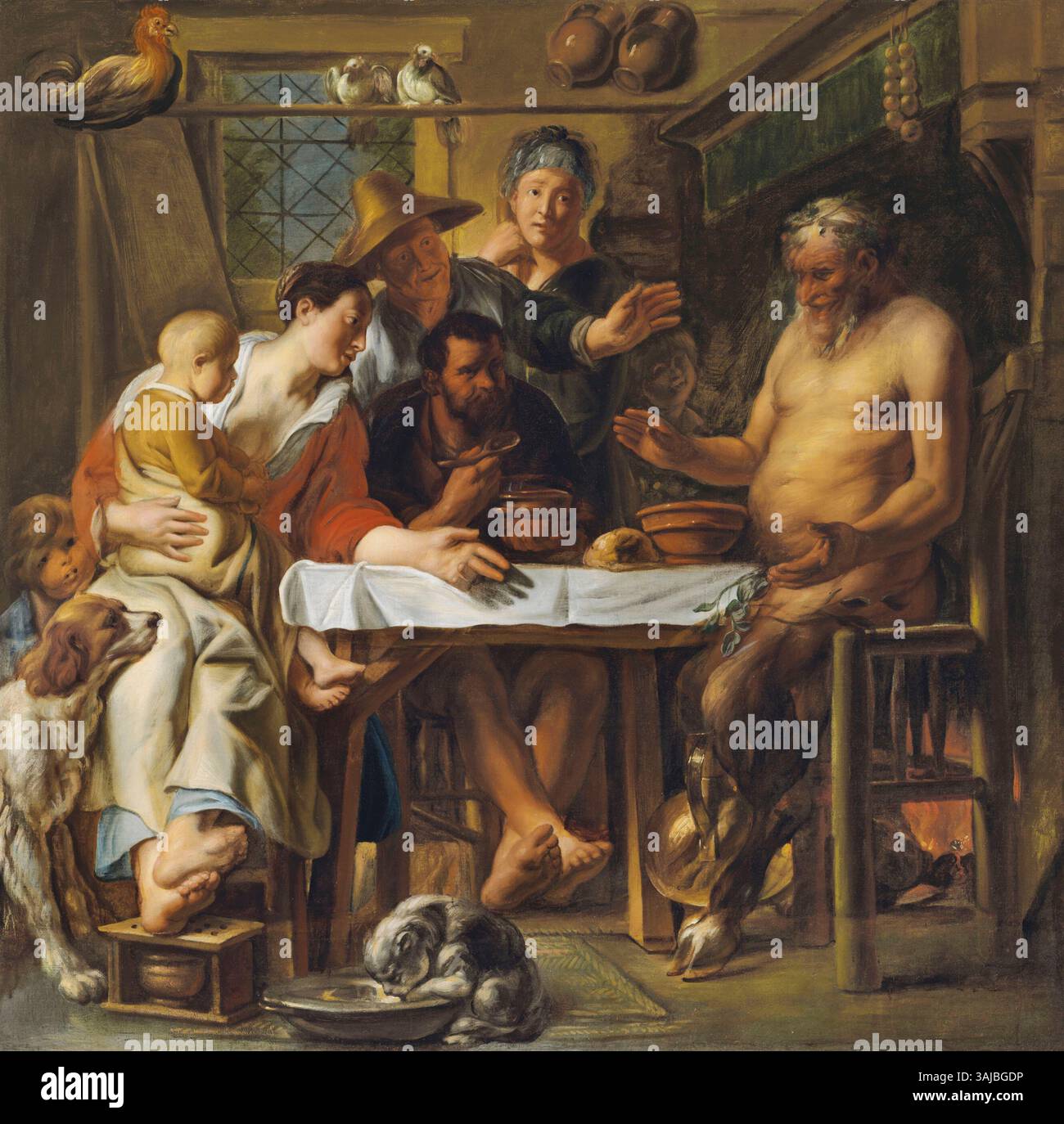 Jacob Jordaens' 'The Satyr and the Peasant', painted around 1650 ...