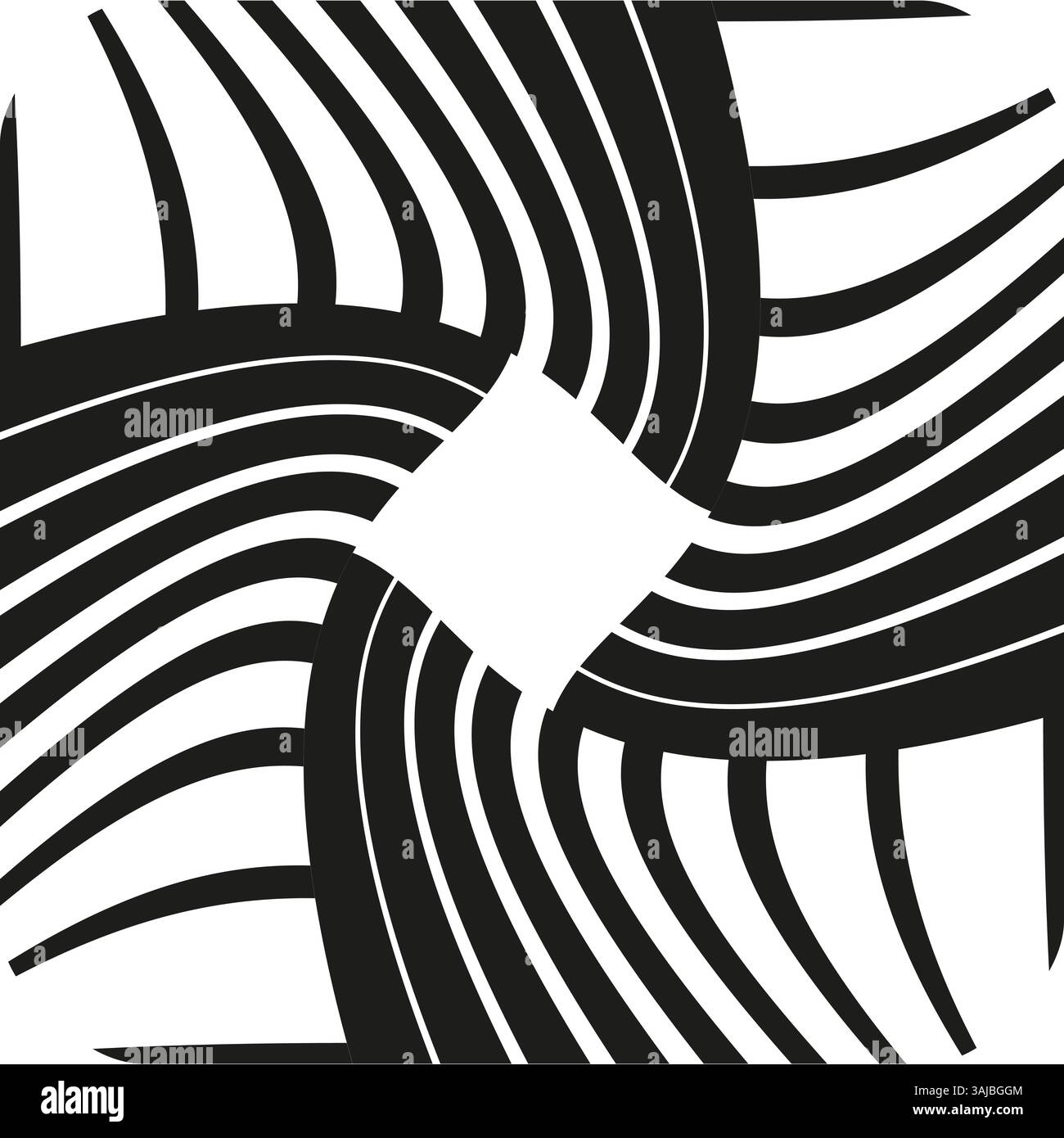 Striped curve crossing. Bold abstract vector. Graphic rotation movement ...