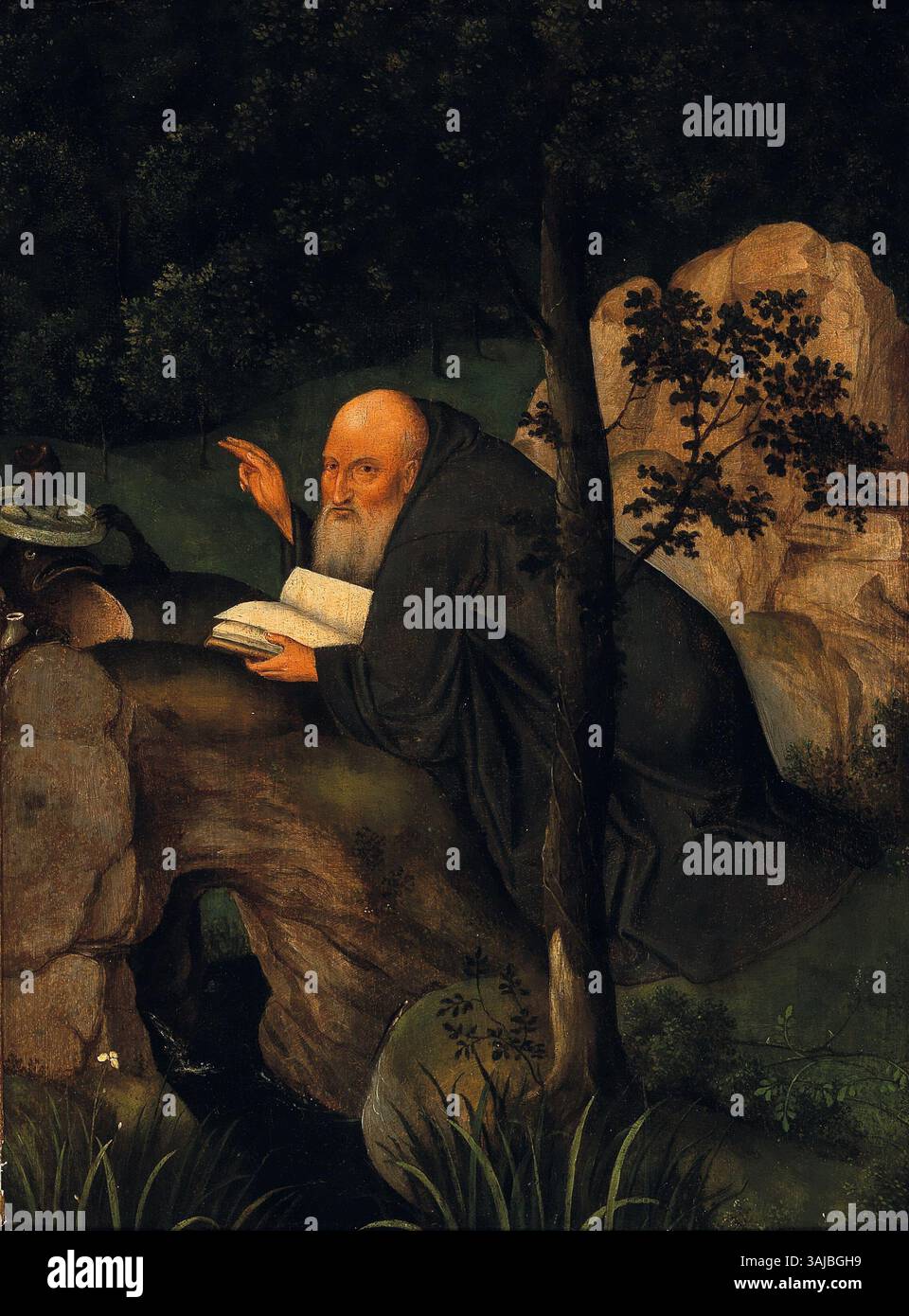Circa 1530 oil on panel painting of Saint Anthony the Great, attributed ...