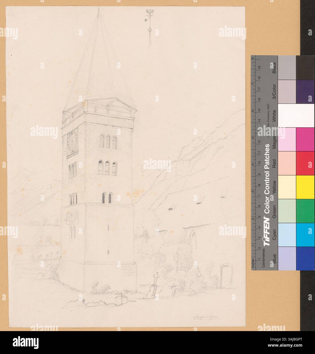 This 19th-century painting by Johann Rudolf Rahn depicts an exterior ...