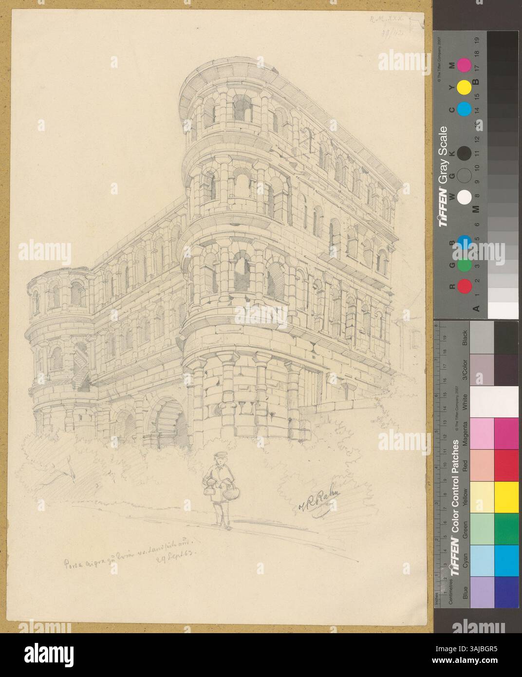 This 1863 illustration by Johann Rudolf Rahn depicts the Porta Nigra in ...