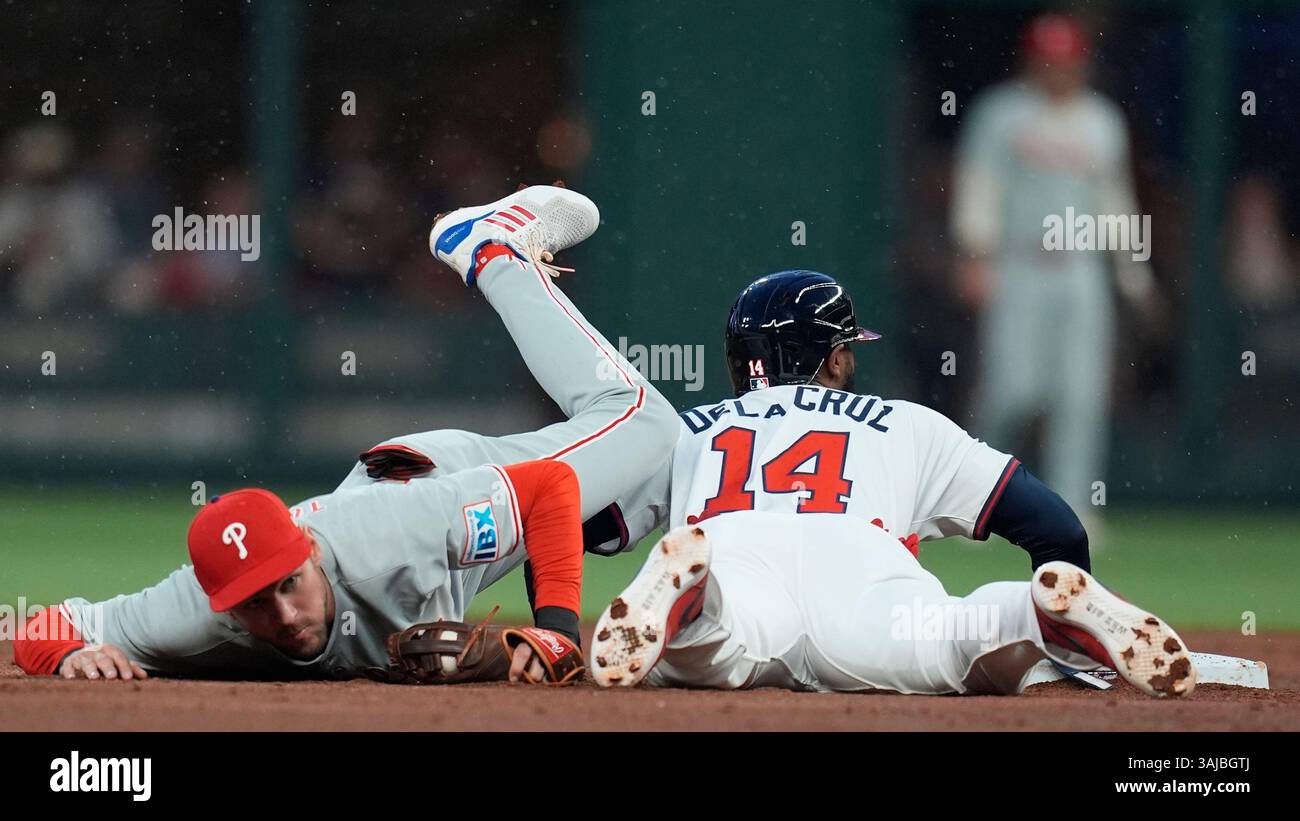 Philadelphia Phillies shortstop Trea Turner (7) tags Atlanta Braves ...