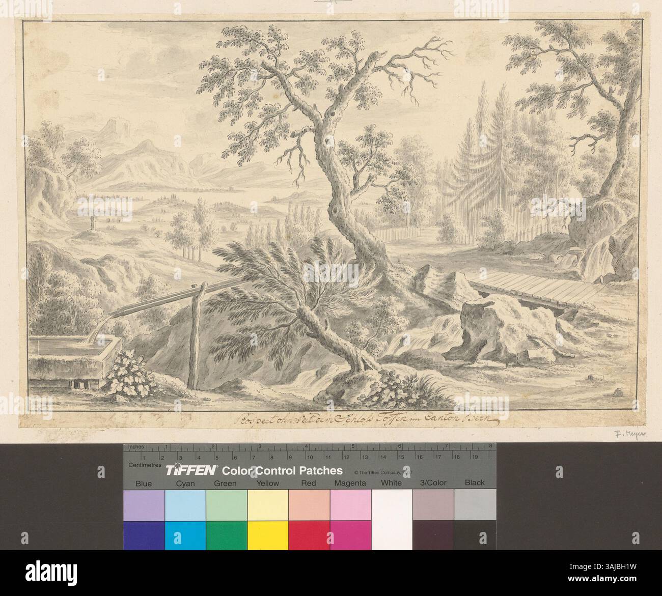 A 1673-1713 drawing by Felix Meyer titled 'Prospect ohnweit dem Schloss ...