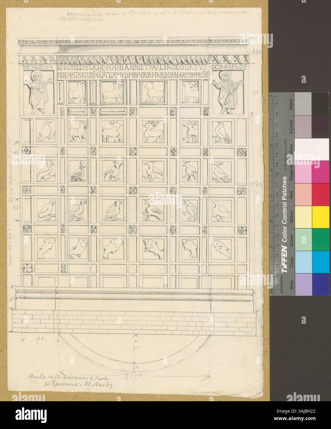 This drawing represents the ambo (pulpit) in the Basilica of SS ...