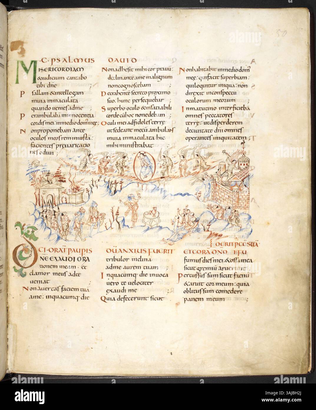 This page from the *Psautier Harley* (circa 1000-1050) presents ...