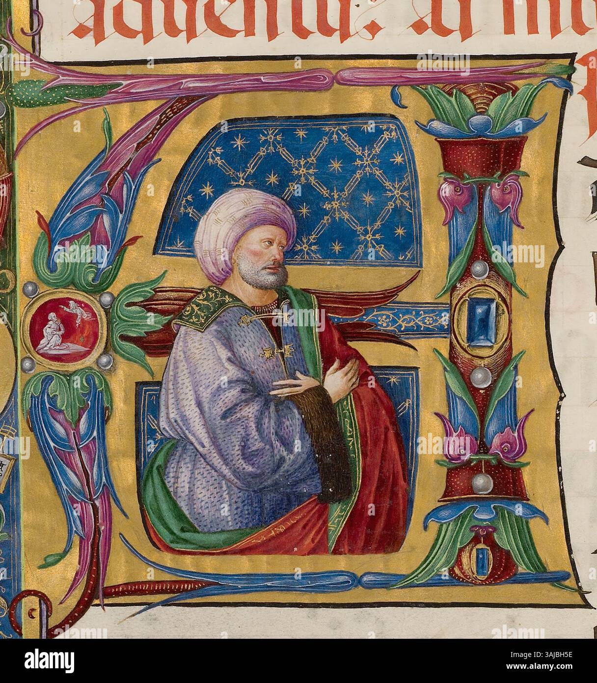 This illuminated manuscript by Matteo da Milano depicts the Initial 'A ...