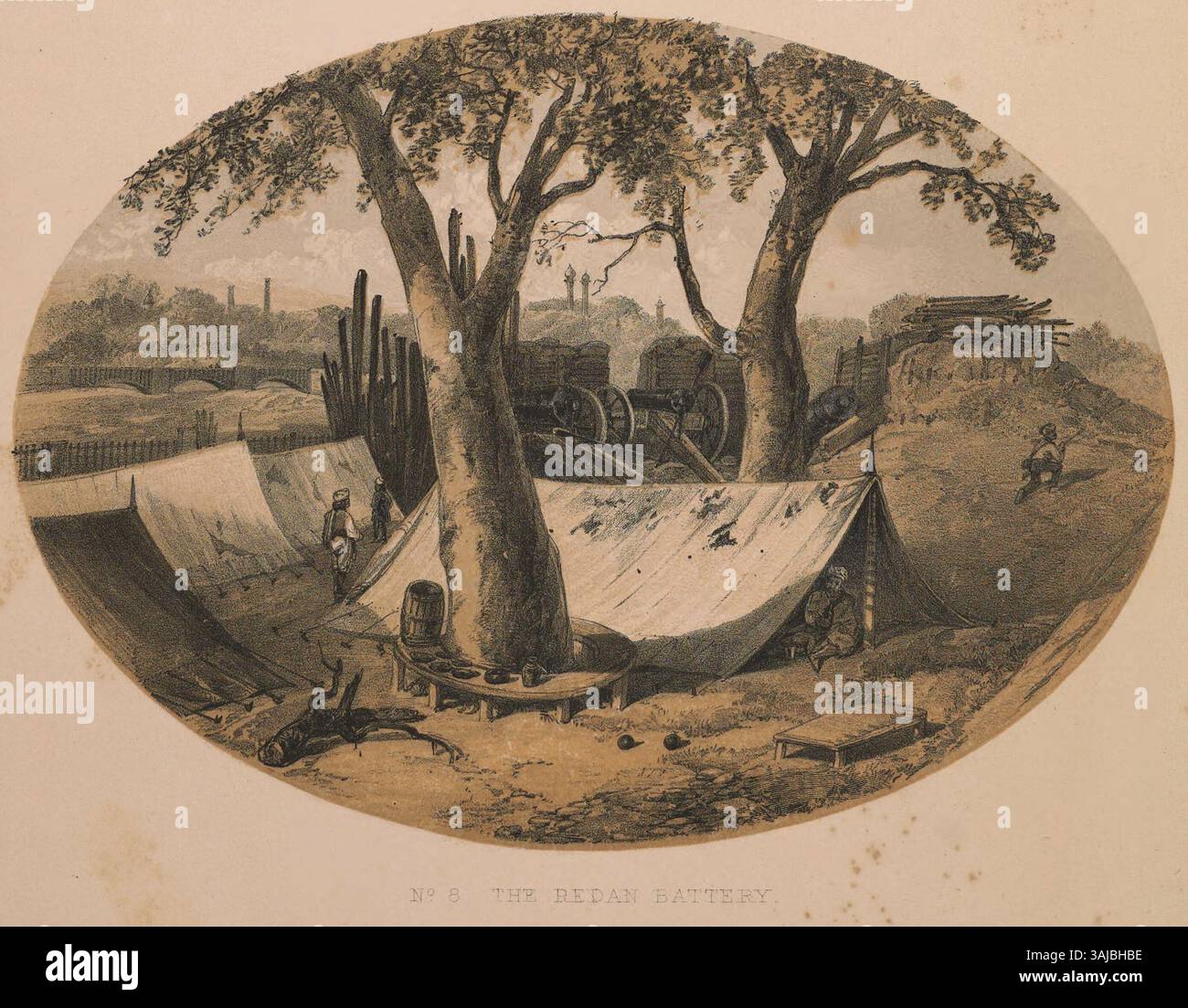 This 1858 lithograph depicts The Redan Battery during the Siege of ...