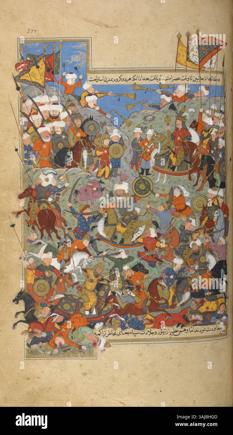 This miniature painting depicts the Battle of Nakhchivan (1407), where ...