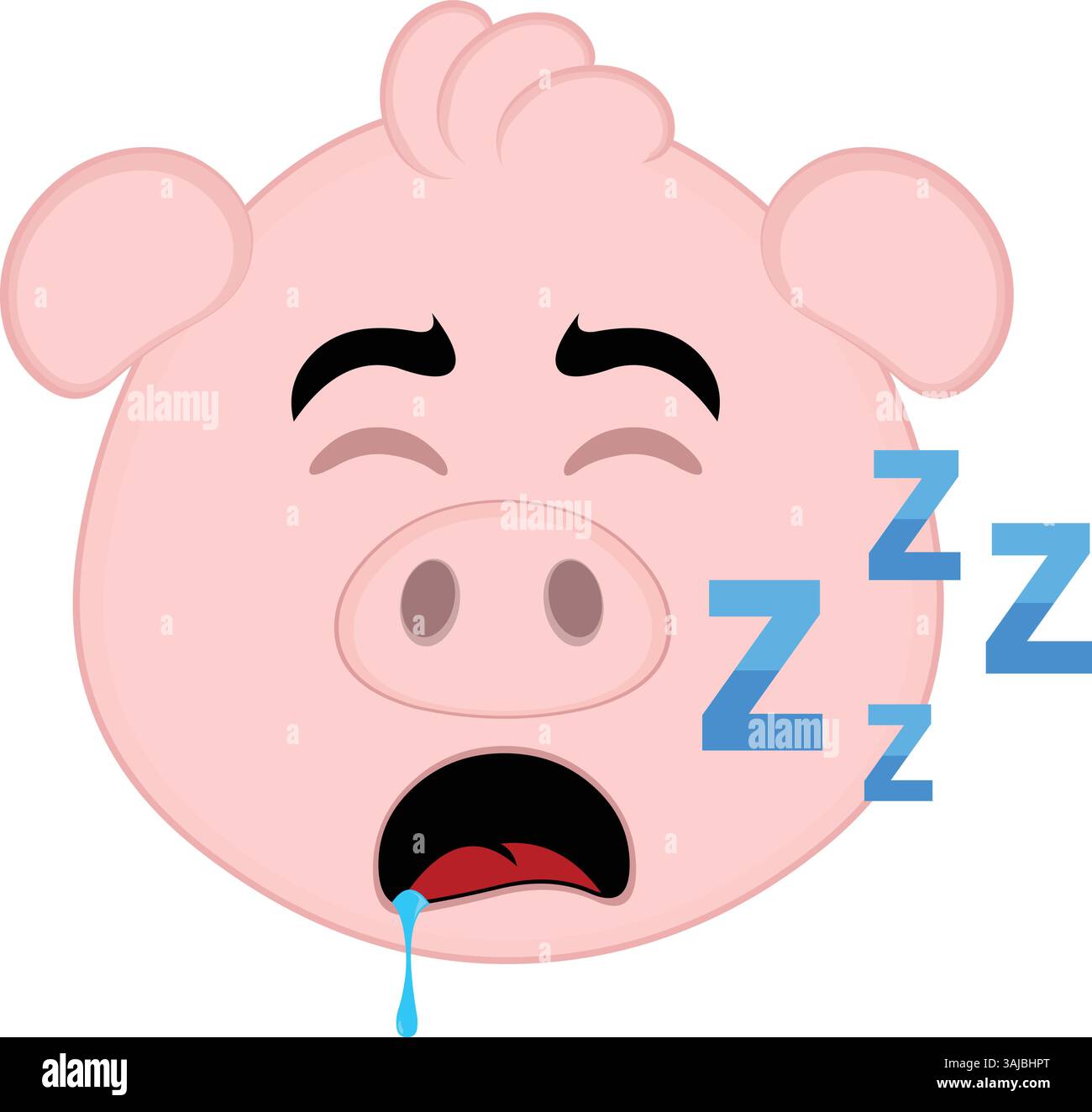 vector illustration emoji character face pig cartoon, with their mouth open sleeping, snoring ...