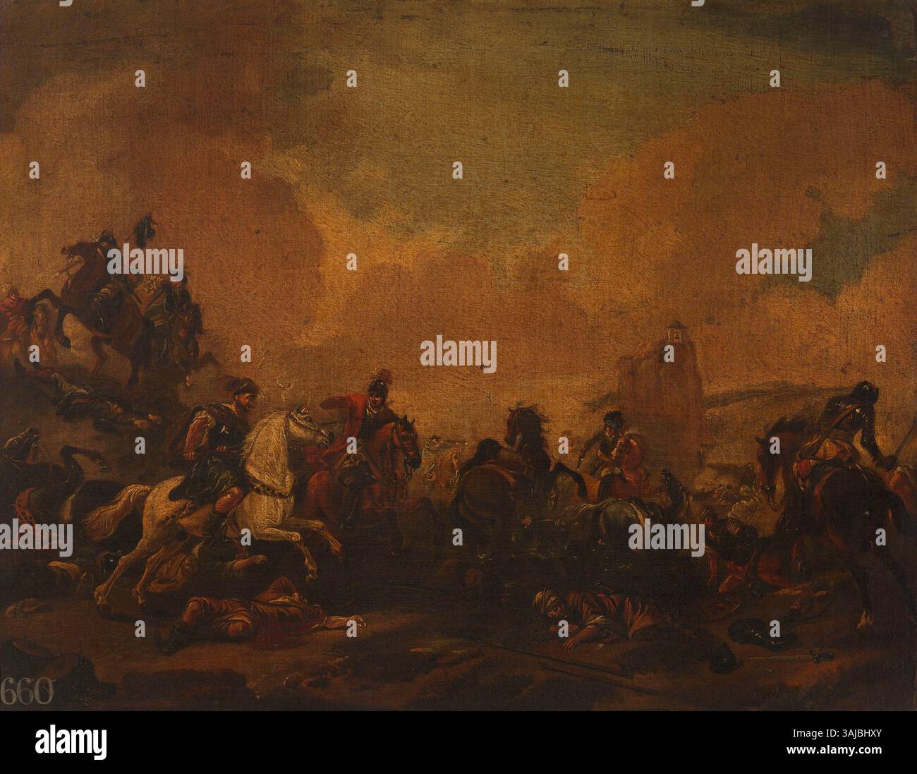 'A Battle', attributed to Joseph Parrocel, painted between 1680 and ...